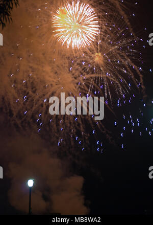 A view of fireworks going off from beachfront Stock Photo - Alamy