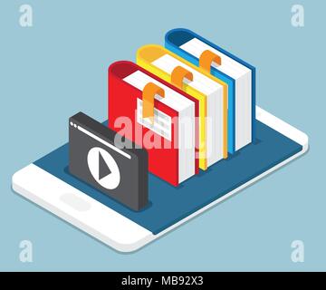Electronic books icon. Isometric flat vector Stock Vector Image & Art ...