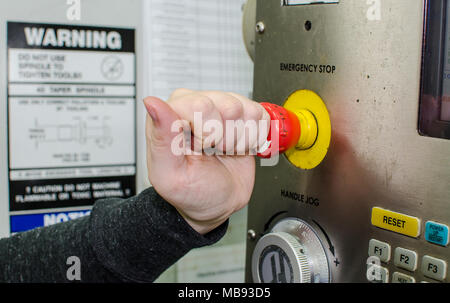 CNC machine control panel with emergency stop button on foreground Stock Photo: 89656227 - Alamy
