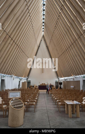 The interior of the unique Cardboard Cathedral, made out of cardboard ...