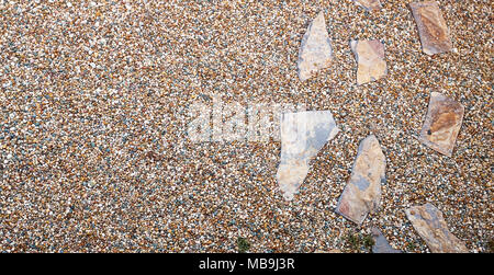 Decorative slate stone paving of path RHS Gardens Royal Horticultural Society garden Rosemoor ...