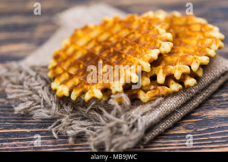 Whole wheat Belgium waffle horizontal view Stock Photo - Alamy