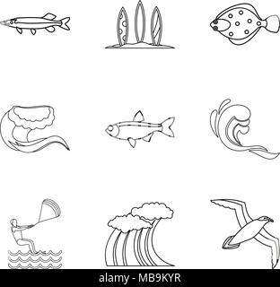 Catchment icons set, outline style Stock Vector Image & Art - Alamy