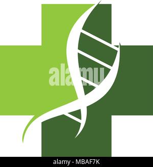 Cross with genetic/DNA symbol logo design vector template. Healthcare ...
