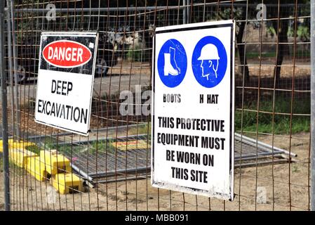 Caution deep excavation warning sign Stock Photo: 142213036 - Alamy