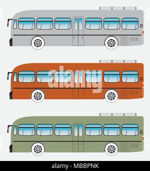 Set of Tour Bus or Intercity 12 Meter Bus Vector and Illustration Stock ...