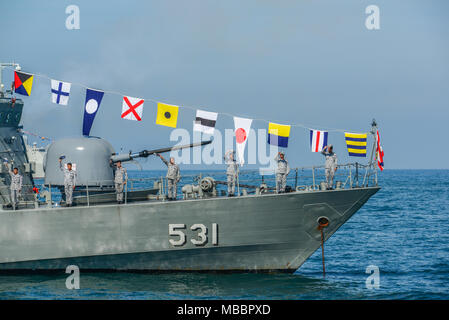 Pattaya, Thailand - November 18, 2017, Navy warships running on sea on ...