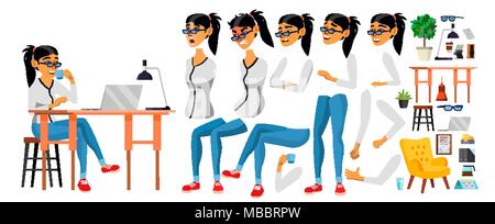 A vector illustration of Female Programmer Coding on a Computer Stock ...