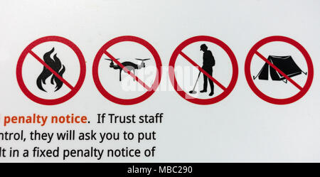 Metal Detecting ban warning sign on a gate on the South Downs Way at ...