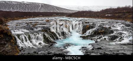 Waterfall Bruarfoss in winter, in Selfoss, Southern Region, Iceland ...