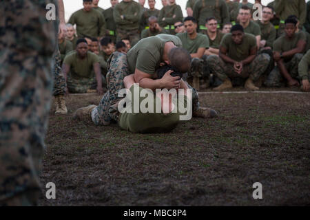U.S. Marines with Headquarters, 2nd Marine Aircraft Wing (Forward) fire ...