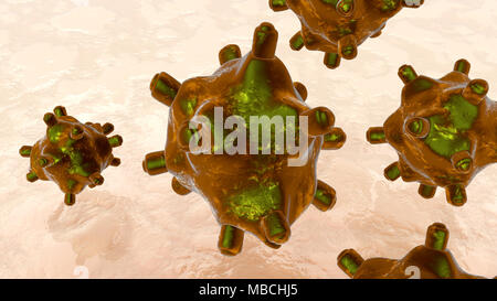 Bacteria and viruses on human skin, illustration Stock Photo - Alamy