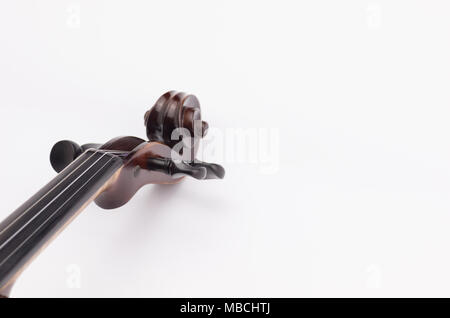 violin neck and scroll parts perspective view on a white background ...