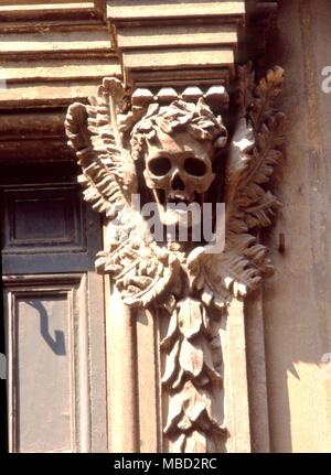 Skull on the facade of the Church of Santa Maria dell'Orazione della ...