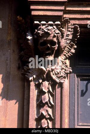 Skull on the facade of the Church of Santa Maria dell'Orazione della ...