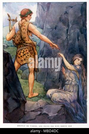 Orpheus, leading Eurydice out of Hell, looks back upon her and loses ...