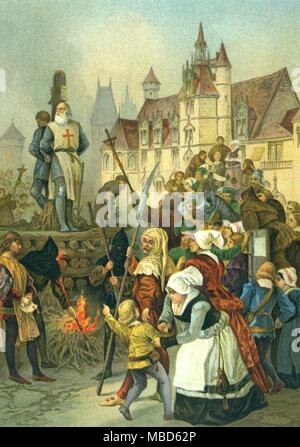 Burning of the Templars in France. Paris. Jacques de Molay Stock Photo ...