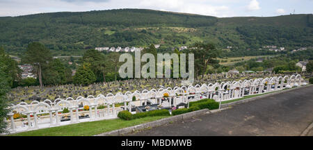 Memorials and grave markers in Aberfan Cemetery to children killed in ...