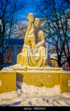 TRONDHEIM, NORWAY - APRIL 06, 2018: Trondheim central square Torvet ...