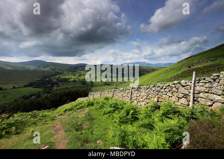 Summer view through the Matterdale valley, Lake District National Park ...