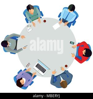 vector round table for discussion meeting isolated on white background ...