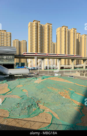 A maglev train departs from Xiaoyuan station on the S1 metro line in ...