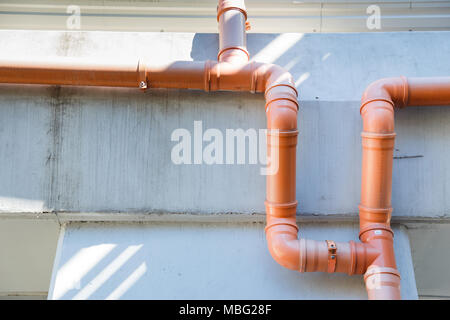 PVC drain pipe system of the bridge Stock Photo - Alamy