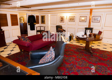 Inside accommodation cabin / room with mess table, seats, bunks, etc ...