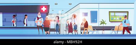 Patients in doctors waiting room at the hospital, medical clinic ...