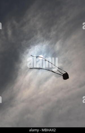 A kite fly against sun and dramatic storm clouds Stock Photo - Alamy