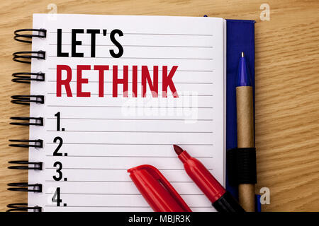Handwriting text Let s is Rethink. Concept meaning an Afterthought To ...