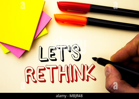 Handwriting text writing Let s is Rethink. Concept meaning an ...