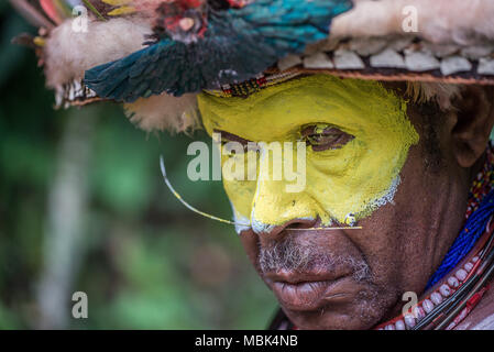 Huli man face painting Tari Western Highlands Papua New Guinea Stock ...