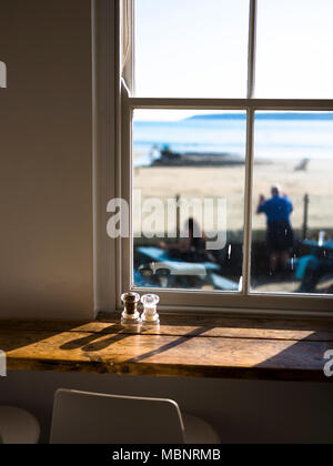 A view from inside a pub, Marazion Stock Photo - Alamy