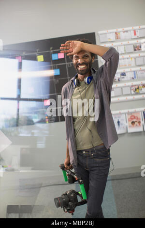 Double exposure portrait of laughing man combined with nature Stock ...