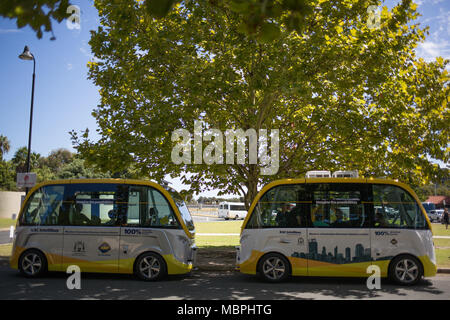 Driverless electric bus, in Perth, Australia, on 24 February 2018 Stock ...