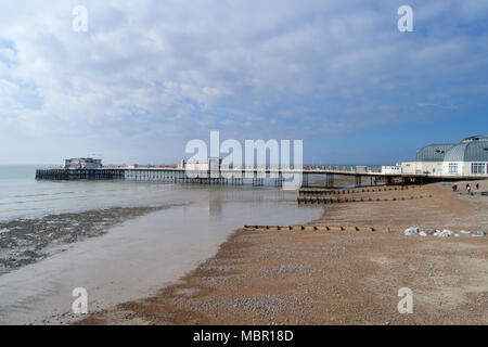 aerial views of worthing pier and beach taken by drone on the sussex ...
