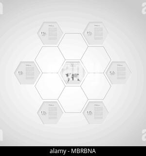 Vector infographic hexagons with 4 steps. Flat template can be used for ...