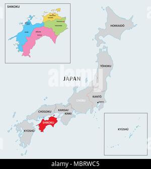 Map of Shikoku area Stock Photo - Alamy