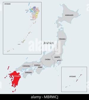 Map of Kyushu area Stock Photo - Alamy