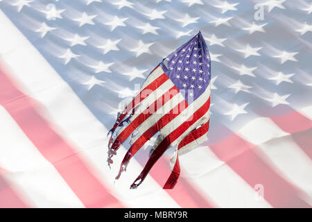 ripped torn Tattered American flag USA windblown old glory star ...