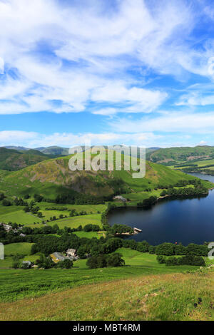 View of Howtown village and Ullswater from Bonscale Pike fell ...