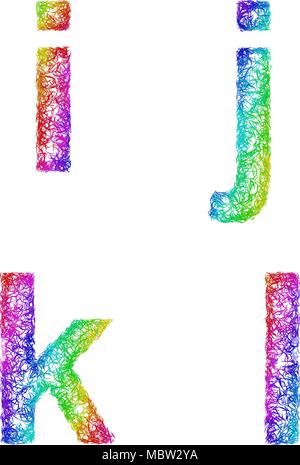 Rainbow sketch font set - lowercase letters a, b, c, d Stock Vector ...