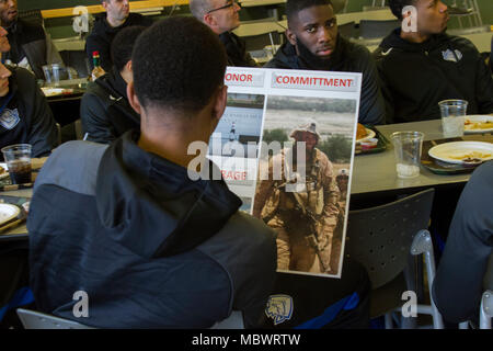 Marine Maj. Ryan B. Cohen, a Silver Star recipient, speaks to the St ...