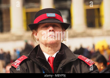 A female London Heritage Warden in Trafalgar Square Stock Photo - Alamy