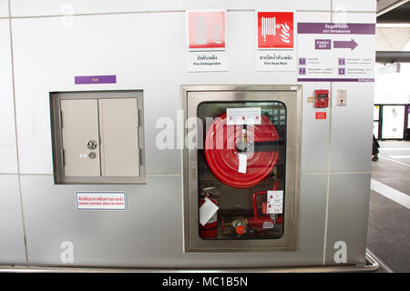 Fire Extinguisher in Box at Train Station Platform Stock Photo - Alamy