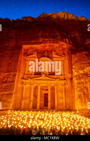 The famous Treasury (Al Khazneh) at Petra, Jordan, revealed through the ...