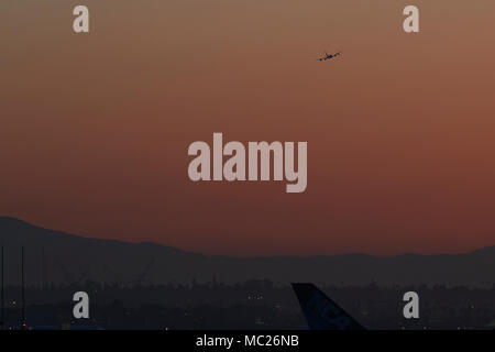 Airliner on final approach onto runway 15 in Anchorage Alaska Stock ...