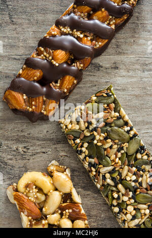 Top view breakfast cereal bars with fruits. Resolution and high quality ...