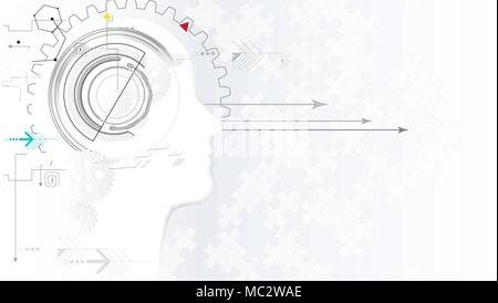 Abstract Artificial intelligence. Technology web background. Virtual ...